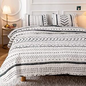 JANZAA Boho Bedding Bedspreads Queen Size,3 PCS Bohemian Quilt Set with Geometric Printed for All Season(Two Pillow Cases)