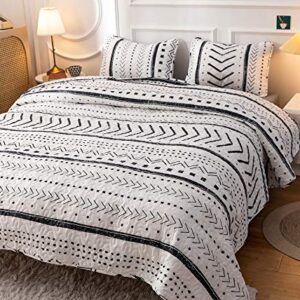 JANZAA Boho Bedding Bedspreads Queen Size,3 PCS Bohemian Quilt Set with Geometric Printed for All Season(Two Pillow Cases)