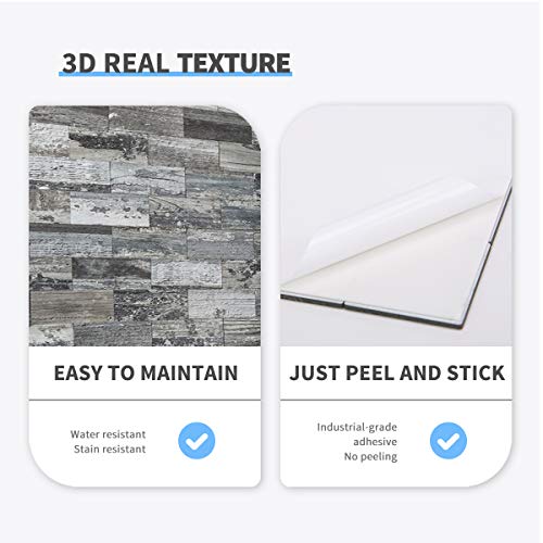 Art3d Peel and Stick Distressed Wood Backsplash Tile, 5-Pack of 13.5"x11.4inches, Made Out of PVC Composite