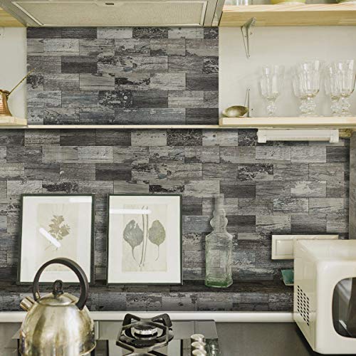 Art3d Peel and Stick Distressed Wood Backsplash Tile, 5-Pack of 13.5"x11.4inches, Made Out of PVC Composite