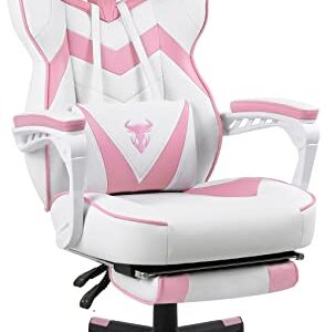 Zeanus Pink Gaming Chair, PC Gaming Chair for Girls, Reclining Computer Chair with Footrest, Ergonomic Gaming Computer Chair with Massage, Gaming Chair for Women, High Back Gaming Chairs for Adults