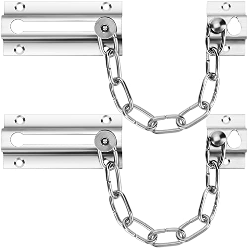 INBOF 2 Pack Door Chain Lock, Premium Chain Door Lock, Thickened Door Lock Chain with 12 Screws, Stainless Steel Chain Locks for Inside Door, Better Security and Protection for Your Home and Family