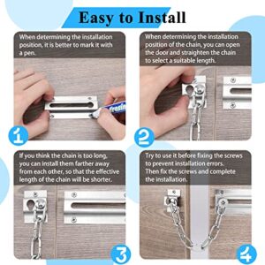 INBOF 2 Pack Door Chain Lock, Premium Chain Door Lock, Thickened Door Lock Chain with 12 Screws, Stainless Steel Chain Locks for Inside Door, Better Security and Protection for Your Home and Family