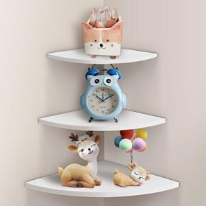 ejoyous wall shelf, 3 tier wall mount corner display shelf storage rack organizer modern decoration hanging shelf for home living room bedroom office, white