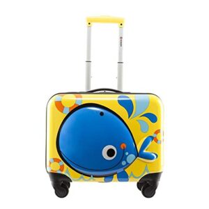 ginzatravel 3d little whale cute children's luggage sit and ride trolley case 18-inch universal wheel travel case for boys and girls