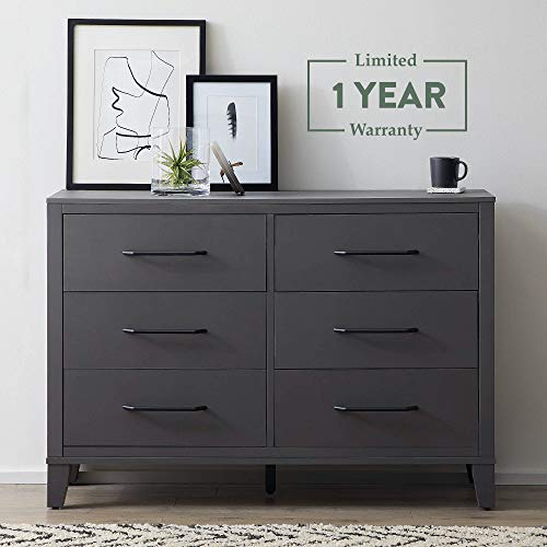 Edenbrook Bedroom-Six Drawer-Modern Design-Easy Assembly, Grey Dresser, 15x19x24 inches