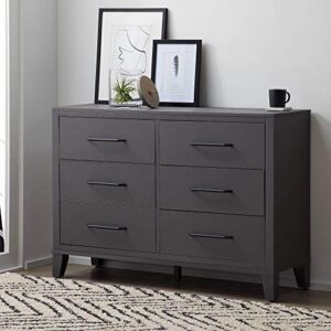 Edenbrook Bedroom-Six Drawer-Modern Design-Easy Assembly, Grey Dresser, 15x19x24 inches