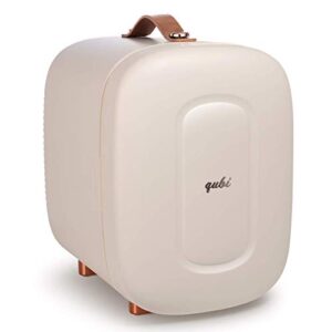 qubi mini fridge, professional skincare fridge, mini cosmetics makeup fridge, compact fridge 5 liter (cream white, 5l)