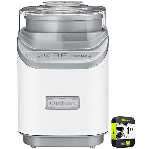 Cuisinart ICE-60WP1 Cool Creations Ice Cream Maker White Bundle with 1 YR CPS Enhanced Protection Pack