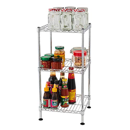 BTIF 3-Tier Steel Wire Shelving Tower Easy Assembly Multipurpose Shelves