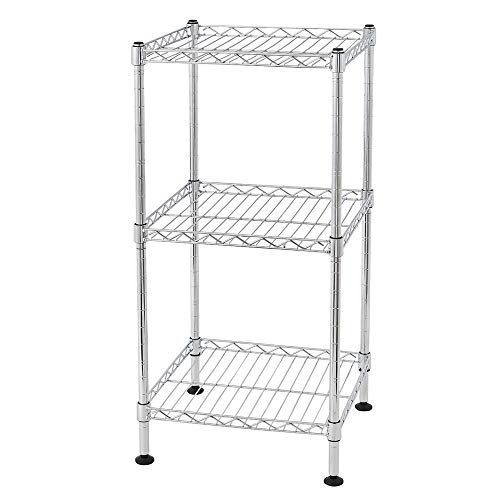 BTIF 3-Tier Steel Wire Shelving Tower Easy Assembly Multipurpose Shelves