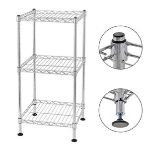 BTIF 3-Tier Steel Wire Shelving Tower Easy Assembly Multipurpose Shelves