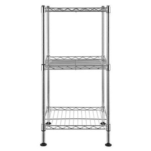 BTIF 3-Tier Steel Wire Shelving Tower Easy Assembly Multipurpose Shelves