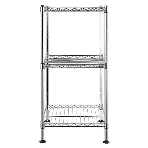 BTIF 3-Tier Steel Wire Shelving Tower Easy Assembly Multipurpose Shelves