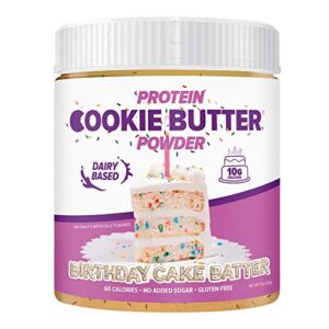 flexible dieting lifestyle whey protein cookie butter powder - birthday cake batter | keto-friendly, low carb, no added sugars, gluten-free | easy to mix, bake and spread | 7.9oz