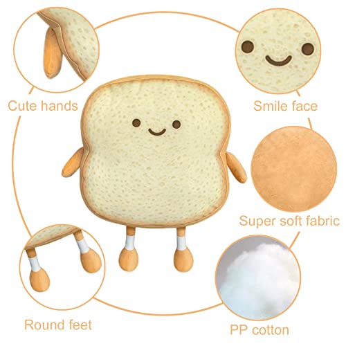 VHYHCY Toast Bread Pillow Funny Food Plush Toy Pillows Small Cute Stuffed Plush Toast Sofa Pillow (Toast Bread,Golden)