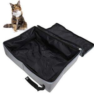 Portable Folding Cat Litter Box, Waterproof Cat Litter Box Cat Toilet with Cover Portable Cat Toilet Folding Cat Toilet, for Cats Pet Outdoor Camping(Gray, L)