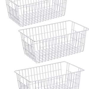 blitzlabs Wire Storage Basket Freezer Organizer Bins Metal Wire Baskets Wire Organizer Storage Baskets for Kitchen, Cabinets, Pantry, Freezer, BathroomSet of 3