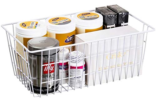 blitzlabs Wire Storage Basket Freezer Organizer Bins Metal Wire Baskets Wire Organizer Storage Baskets for Kitchen, Cabinets, Pantry, Freezer, BathroomSet of 3