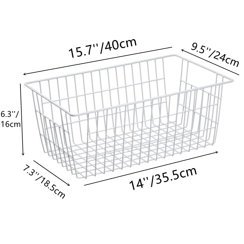 blitzlabs Wire Storage Basket Freezer Organizer Bins Metal Wire Baskets Wire Organizer Storage Baskets for Kitchen, Cabinets, Pantry, Freezer, BathroomSet of 3