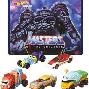 Hot Wheels Masters of the Universe 5-Pack of 1:64 Scale, Collectible Vehicles Inspired by He-Man, Skeletor, Man-At-Arms, Beast Man & Teela, Gift for Collectors, Fans & Kids Ages 3 Years & Older