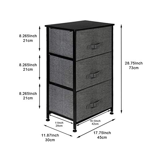 Corodo 3 Drawers Dresser Fabric Furniture Storage Tower Unit for Bedroom, Hallway, Entryway, Hallway Closet Organizers - Sturdy Steel Frame, Wood Top, Easy Pull Handle Bins