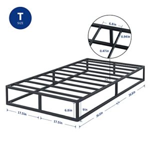 Olee Sleep 9 Inch Modern Metal Platform Bed Frame/Steel Slats/Mattress Foundation/No Box Spring Needed, Twin, Black