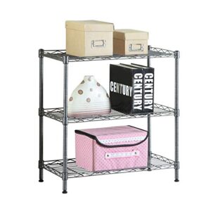 guangshuohui storage shelving unit,heavy duty 3 layers carbon steel & pp storage rack steel organizer wire rack (black)