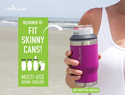 Reduce Can Cooler - 4-in-1 Stainless Steel Can Holder and Beer Bottle Holder, 4 Hours Cold - 14 oz Multi-Use Drink Cup that Holds Slim Cans, Regular Cans, Bottles and Cocktails - OG Mild Mint