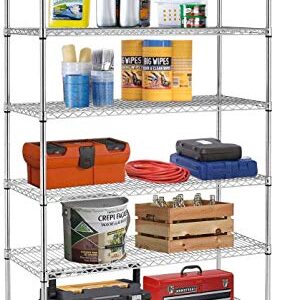 BestOffice 18x48x72 ​Wire Shelving with Commercial Wheels 6-Shelf Adjustable Heavy Duty Storage Shelves Metal Shelves Storage Unit Shelf,6000 LBS (Chrome)