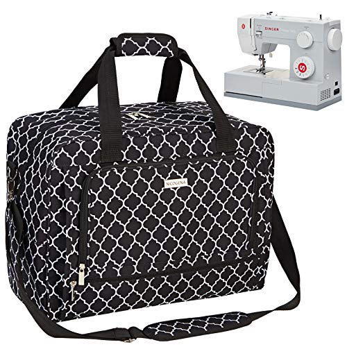 NICOGENA Sewing Machine Carrying Case, Universal Travel Tote Bag with Shoulder Strap for Singer, Brother, Janome and Accessories, Lantern Black