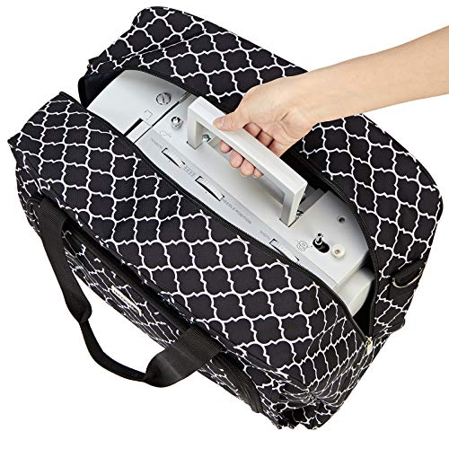 NICOGENA Sewing Machine Carrying Case, Universal Travel Tote Bag with Shoulder Strap for Singer, Brother, Janome and Accessories, Lantern Black