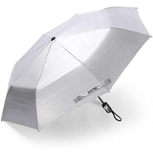 g4free upf 50+ uv protection travel umbrella 46 inch windproof silver coating sun blocking umbrella (black)