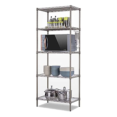 MACRO GLOBE 5-Tier Changeable Assembly Carbon Steel Standing Shelf Units,Heavy Duty Shelving Unit(350 lbs Loading Capacity),Wire Shelving Unit for Home&Kitchen,Size 21.25" x 11.42" x 59.06"(Silver)