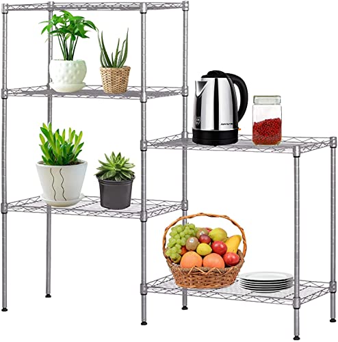 MACRO GLOBE 5-Tier Changeable Assembly Carbon Steel Standing Shelf Units,Heavy Duty Shelving Unit(350 lbs Loading Capacity),Wire Shelving Unit for Home&Kitchen,Size 21.25" x 11.42" x 59.06"(Silver)