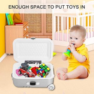 eecoo Baby Toy Suitcase, Cute Suitcase with Plastic Wheels Mini Travel Luggage Box Accessories Doll Suitcase Mini Suitcase for baby Toddlers Kids