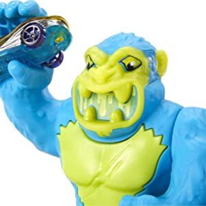 Hot Wheels Toxic Ape Attack Play Set for Kids 4 to 8 Years Old, Launch Included Car at Moving Purple Ape to Defeat It Before It Knocks Cars Off The Track & Destroys Garage