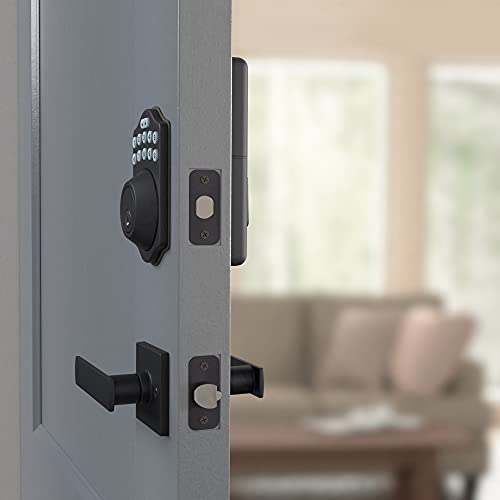 Amazon Basics Traditional Electronic Keypad Deadbolt Door Lock With Passage Lever, Matte Black, 7.83 cm x 12.91 cm