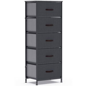 dhmaker fabric dresser for bedroom, vertical dresser with 5 drawers, storage tower with fabric organizer, tall dresser, dresser & chests of drawers for closet, nursery hallway, dark indigo