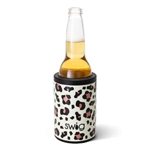 Swig Life Standard Can + Bottle Cooler, Stainless Steel, Dishwasher Safe, Triple Insulated Can Sleeve for Standard Size 12oz Cans or Bottles in Luxy Leopard Print