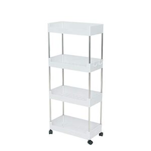 farios 4-tier slim shelving unit, storage baskets, narrow slide out rolling utility cart, mobile shelving unit organizer