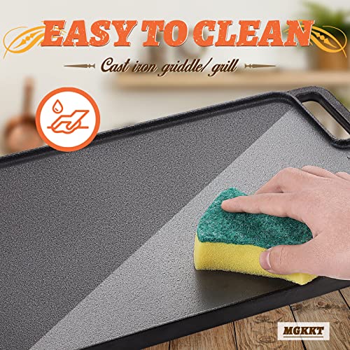 1-Piece 16.50 Inch Cast Iron Griddle Plate | Reversible Pre-Seasoned Cast Iron Grill Pan for Gas Stovetop | Double Sided Used on Open Fire & in Oven | Pre-Coated With Oil