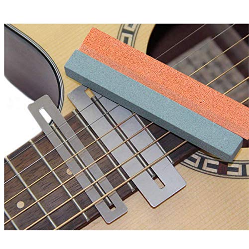 Guitar Luthier Tool Including Fret Leveling Beam Sanding Leveler Beam, Guitar Fret File, Stainless Steel Fret Rocker and Fingerboard Guards Protectors, Grinding Stones