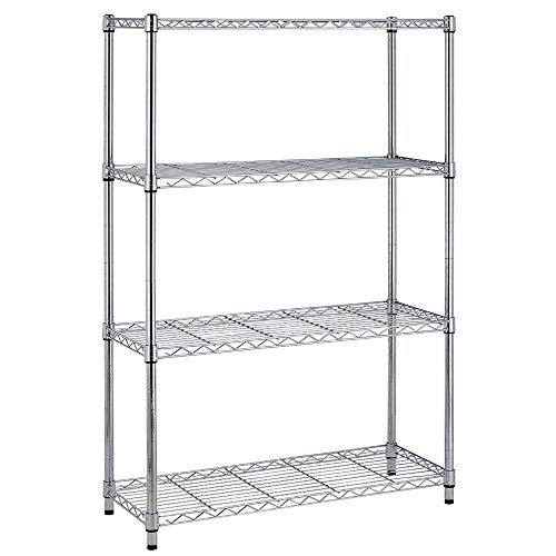 4 Tier Metal Shelf Unit NSF Commercial Wire Storage Rack Heavy Duty Steel Garage Organizer Rack Height Adjustable Steel Wire Layer Shelf for Kitchen Home (Chrome), 36" L x 14" W x 54" H