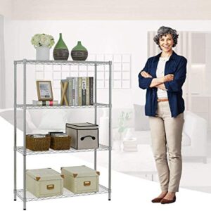 4 Tier Metal Shelf Unit NSF Commercial Wire Storage Rack Heavy Duty Steel Garage Organizer Rack Height Adjustable Steel Wire Layer Shelf for Kitchen Home (Chrome), 36" L x 14" W x 54" H