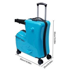 DNYSYSJ 20 Inch Children's Ride On Trolley , Portable Universal Wheel , Carry On Luggage, Waterproof Unisex Boys Girls Travel Suitcase With Lock, ABS+PC (Blue)