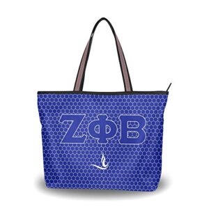 bbgreek zeta phi beta paraphernalia - market tote or shoulder bag - honeycomb - official vendor