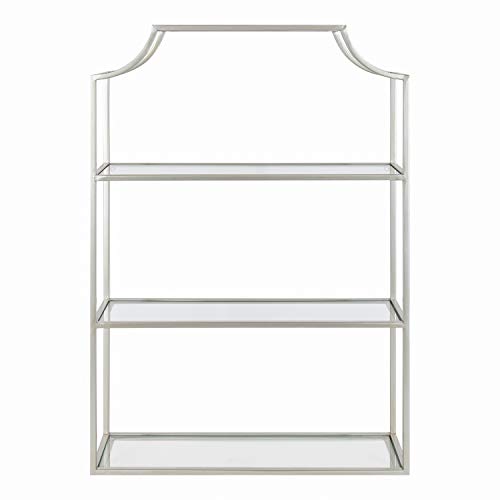 Kate and Laurel Ciel Glam 3-Tier Scalloped Wall Shelf, 20 x 30, Silver, Modern Shelving with Glass Tiers