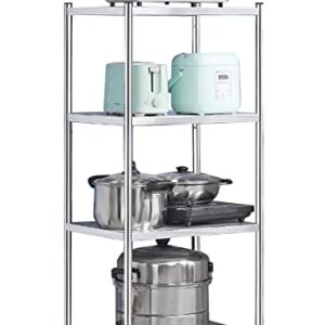 JEPRECO 4-Tier Stainless Steel Shelving Unit with Wheels 15.7" L x 13.8" W x 43.5" H for Narrow Places, Kitchen Baker's Rack Cart for Kitchen Office Home, Multi-Purpose Organizer Rack