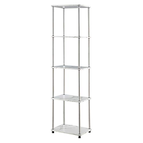 Convenience Concepts Designs2Go No Tools 5-Tier Tower, Faux White Marble/Chrome